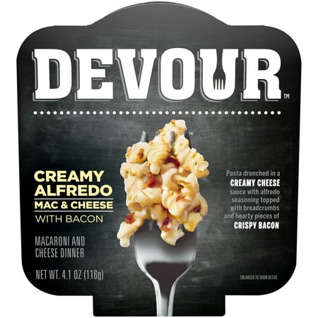 Devour Creamy Alfredo Mac & Cheese with Bacon 4.1 oz. Bowl - Walmart.com