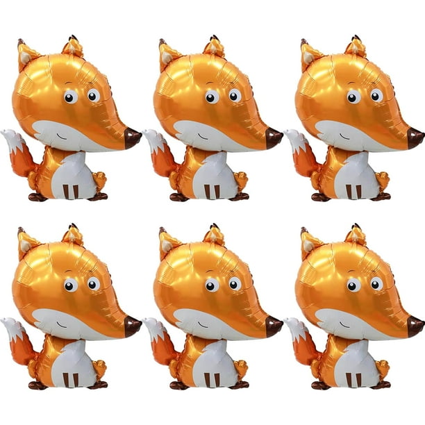 Fox Balloons 6 Pcs Foil Helium Fox Shaped Animal Party Balloons Cartoon ...