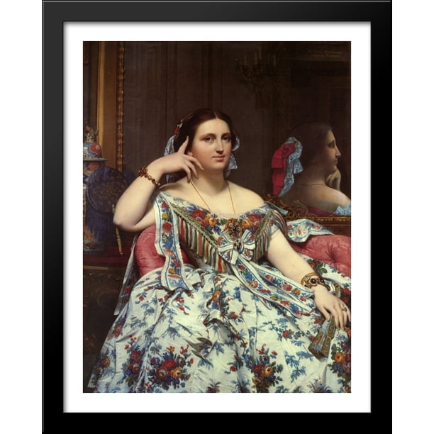 Portrait of Madame Moitessier Sitting 28x36 Large Black Wood Framed ...