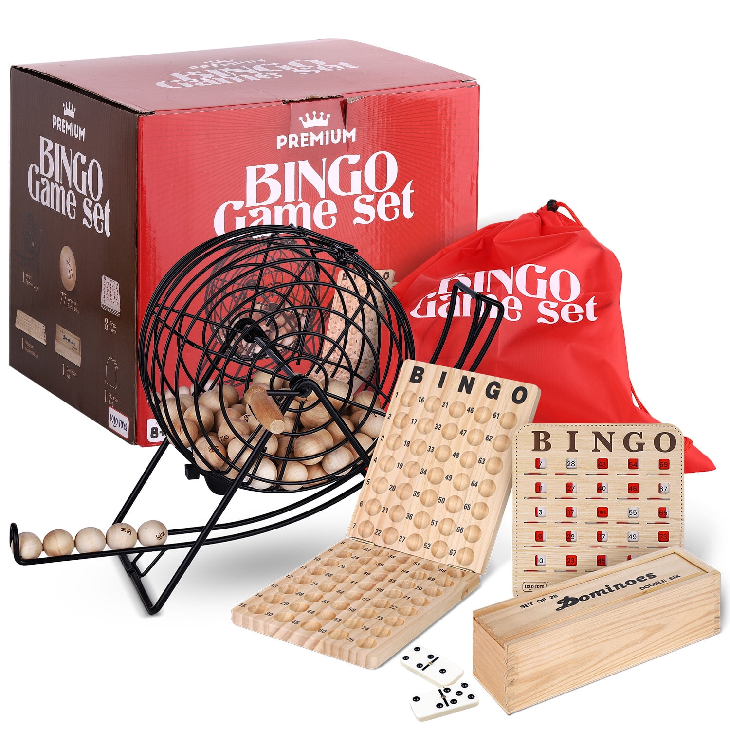 Professional Deluxe Bingo Game Set Bundle With Dominoes Set Bingo