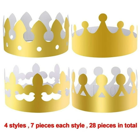 Luckyn 28 Pieces Gold Paper Crowns Party King Crown Paper Hats for Kids ...
