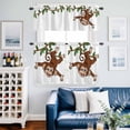 Cartoon Funny Monkey Green Leaves on White Curtain Tier and Valance Set ...