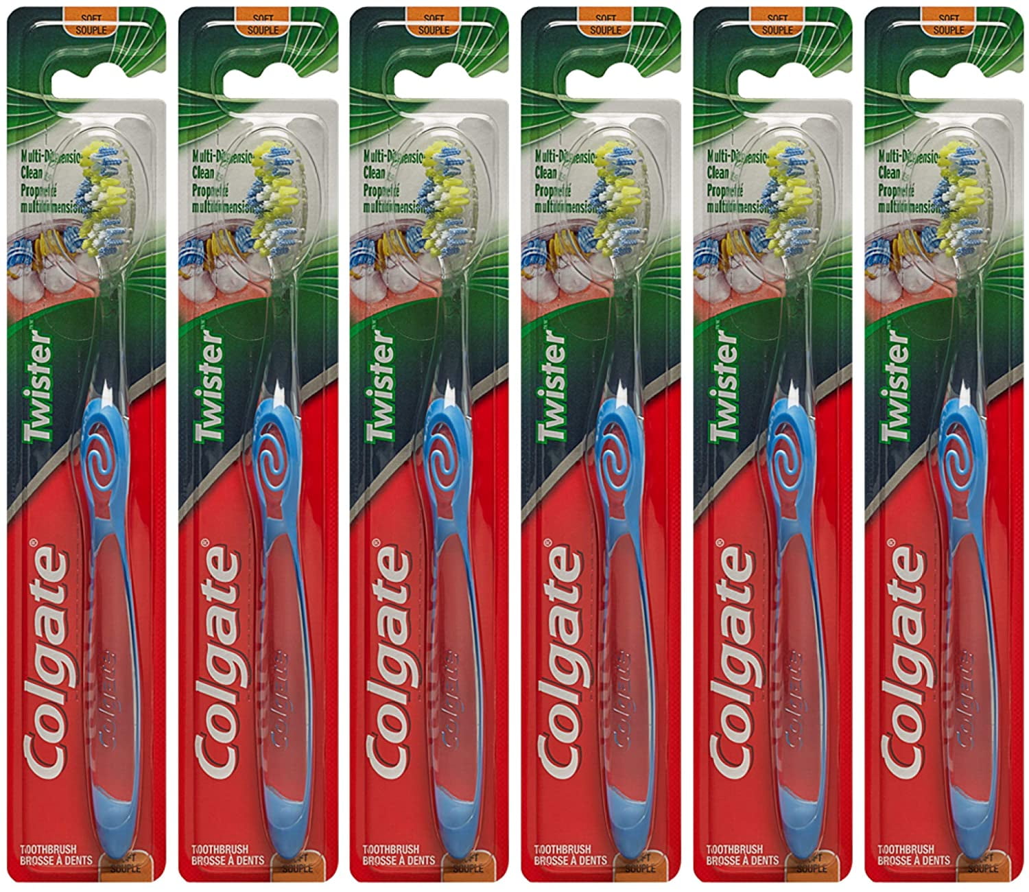 (6 Pack) Colgate Twister Soft Toothbrush with Tongue Cleaner - Walmart.com