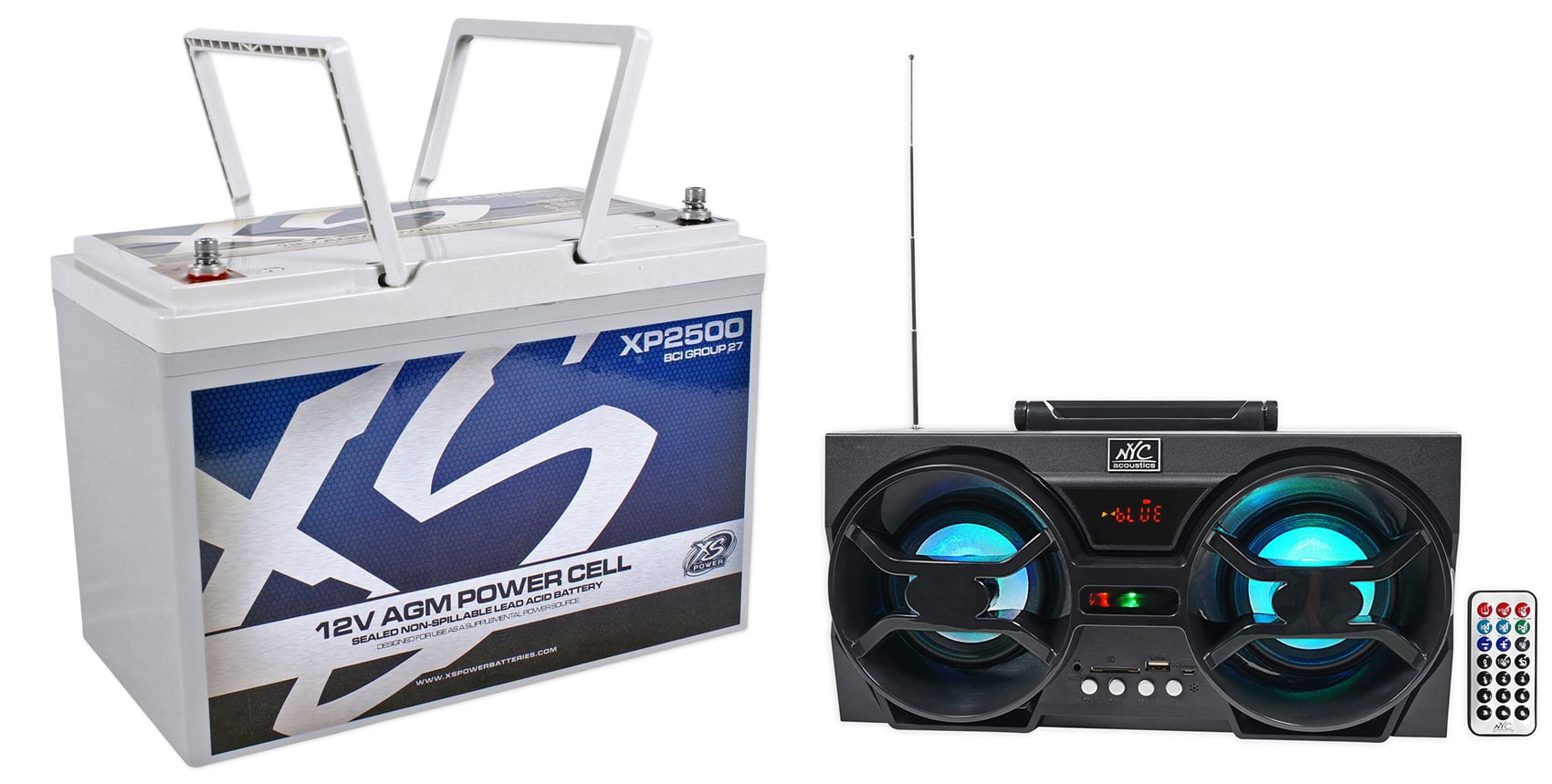 XS Power XP2500 2500 Watt Power Cell Car Audio Battery+Free Bluetooth ...