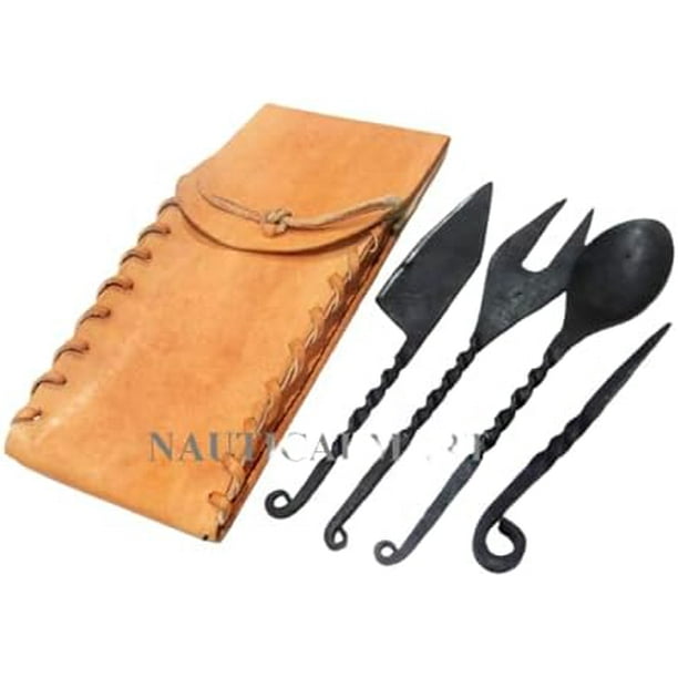 Nauticalmart Hand Forged Medieval Eating Utensil Set of 4 Pieces Viking ...