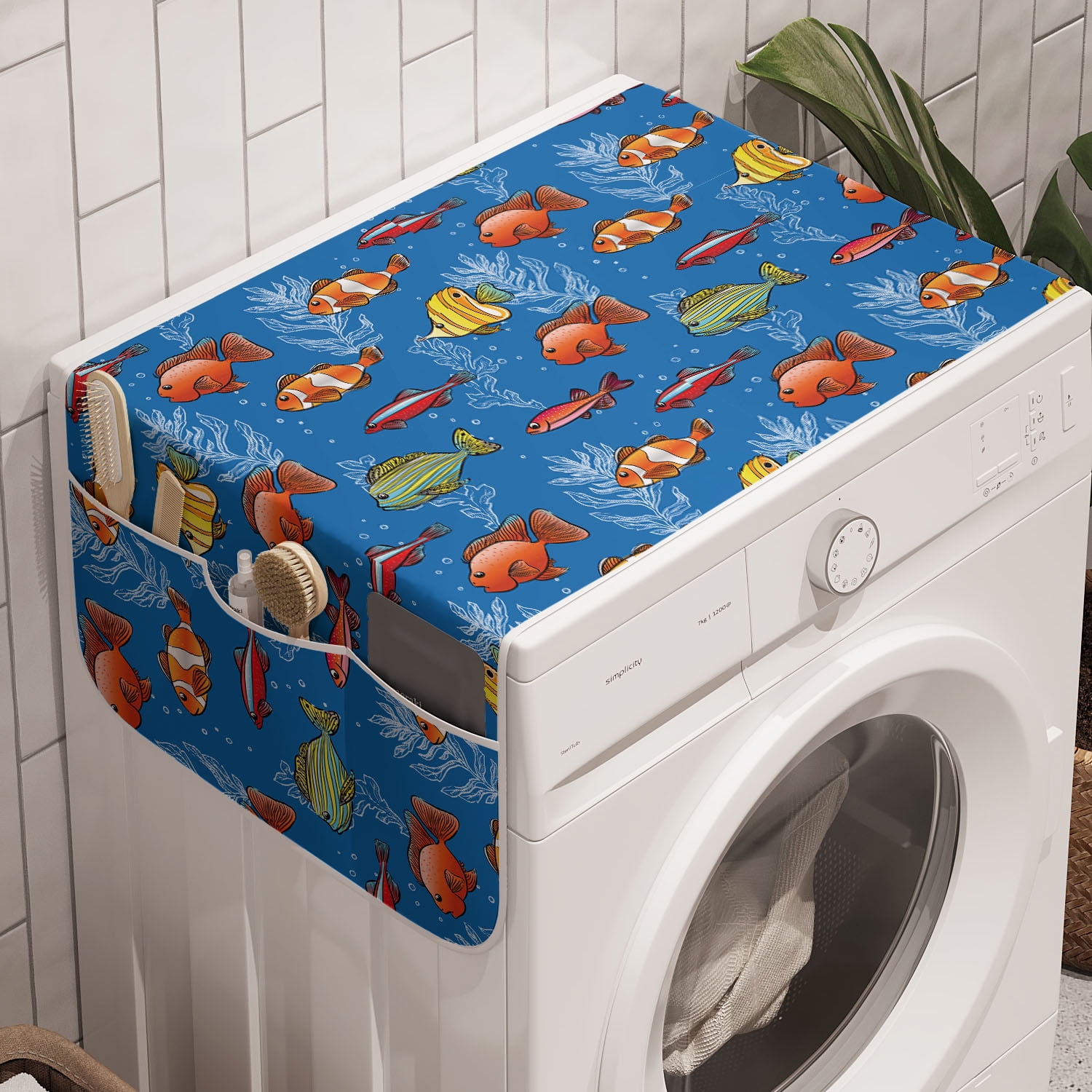 Marine Washing Machine Organizer, Depiction of Colorful Fishes and ...