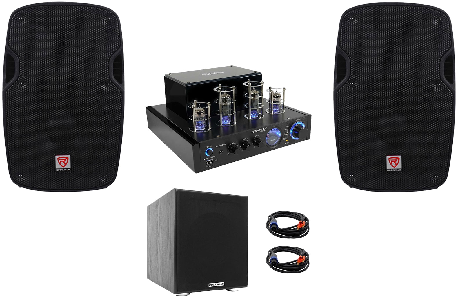 Rockville BluTube LED Tube Amplifier/Home Bluetooth Receiver+8 ...