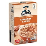 Quaker Instant Oatmeal, Cinnamon Spice, 8 Packets, 12.1 oz Box, Shelf ...