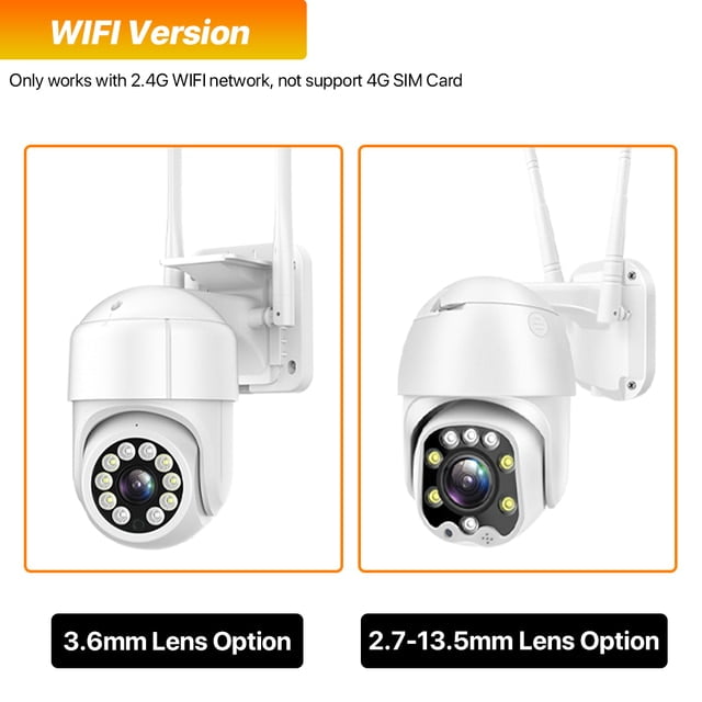 4G SIM Card Camera 1080P PTZ 5X Zoom Auto Focus 2.7-13.5mm/3.6mm Fixed ...