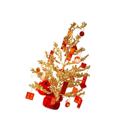 Chinese Lucky Tree with Greetings Bonsai Fortune Figurine Oriental ...