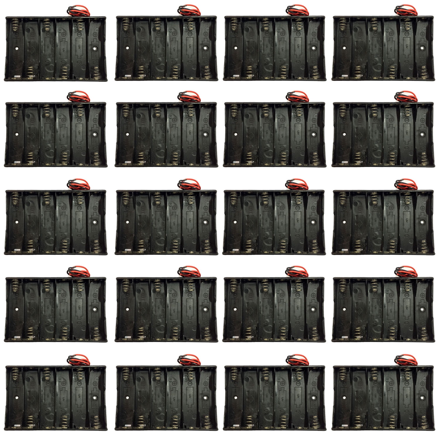 TrendBox Pack of 20pcs For 6xAA Battery 9V LR6 UM3 Black Plastic ...