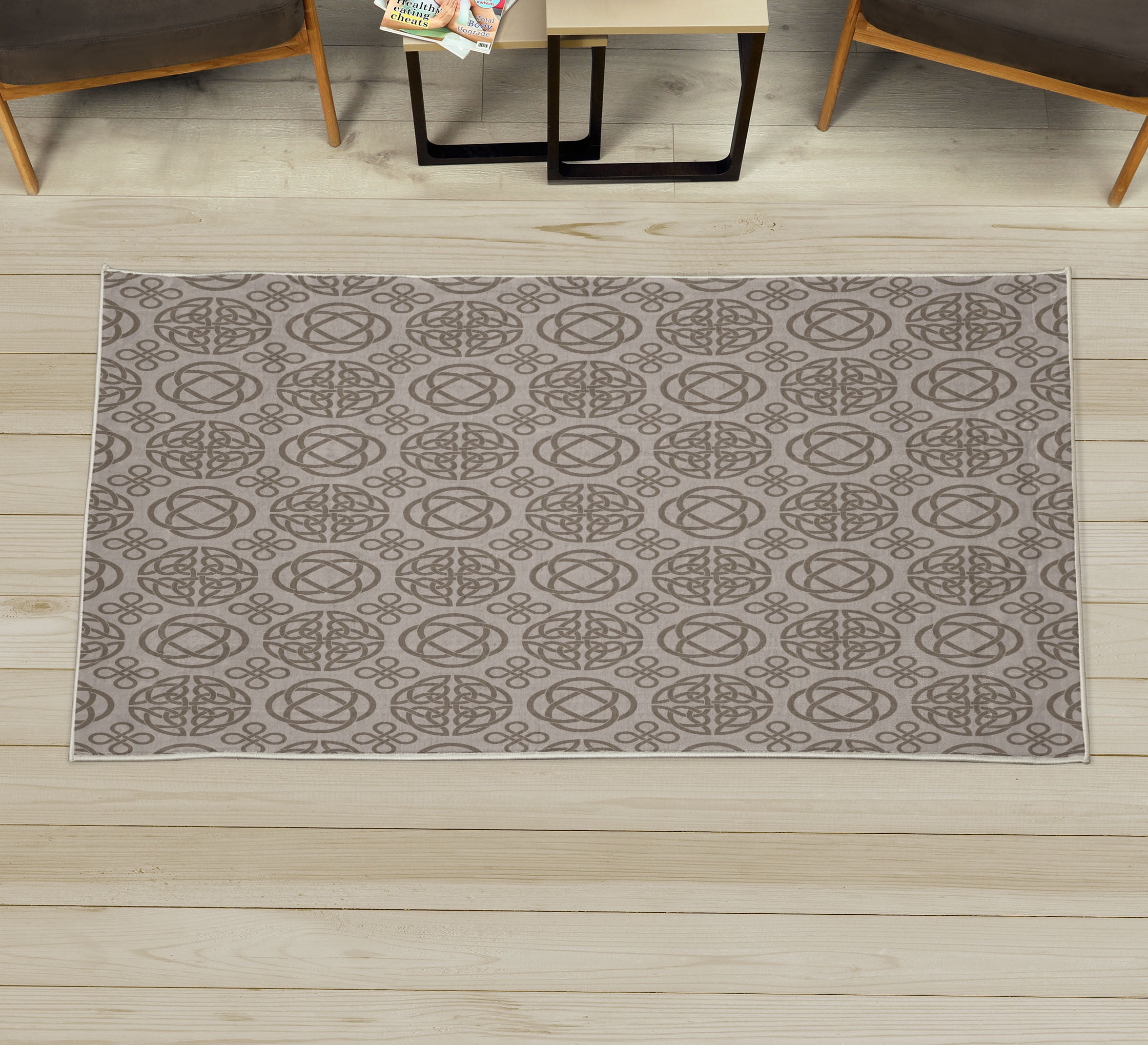 Celtic Decorative Rug, Retro Tribal Circle Knots Eternity Forms Pattern ...