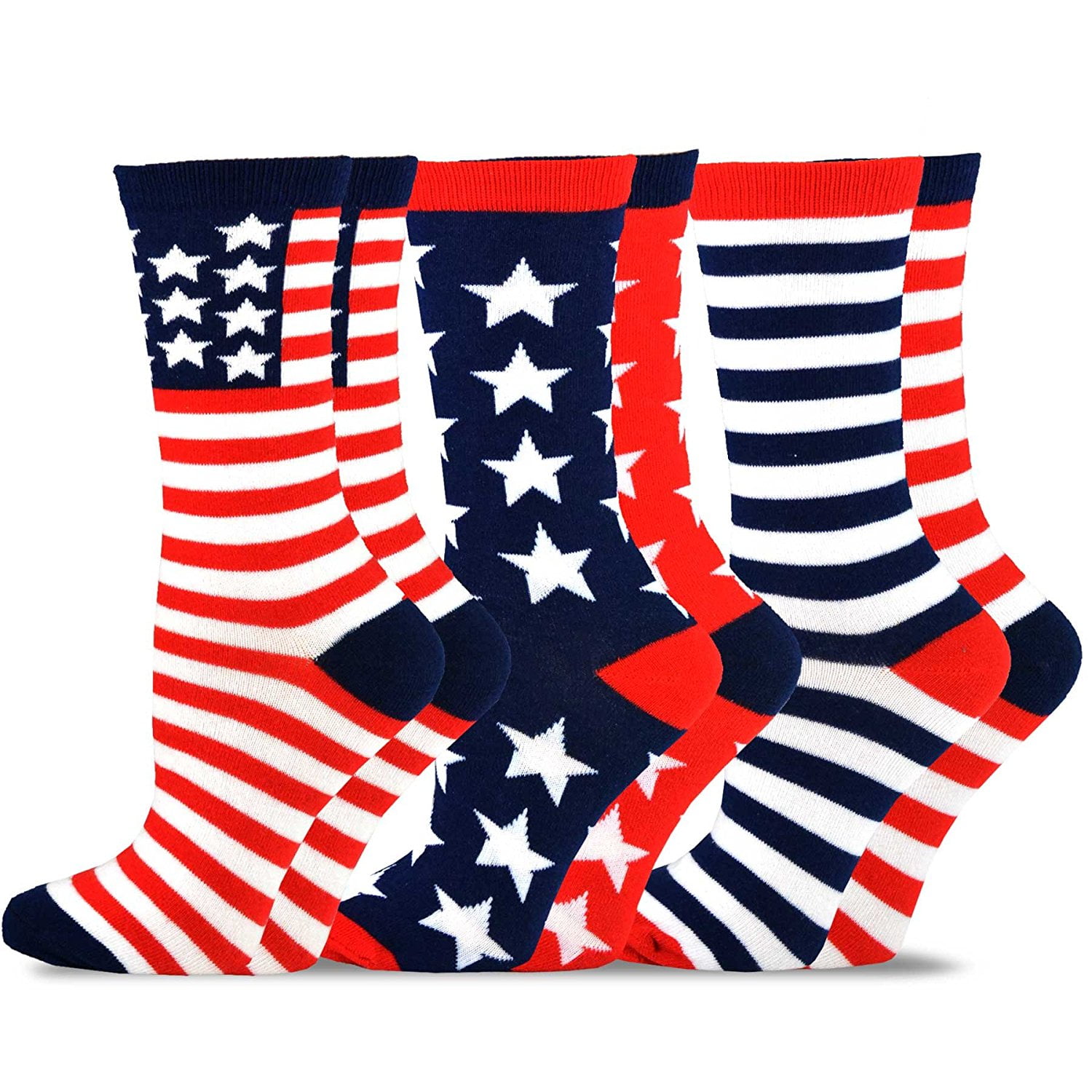 TeeHee Novelty Fashion American Crew Socks 3 Pairs Mix & Match (10-13 ...