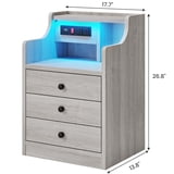 Afuhokles Nightstand Set of 2 with Charging Station and LED Lights ...