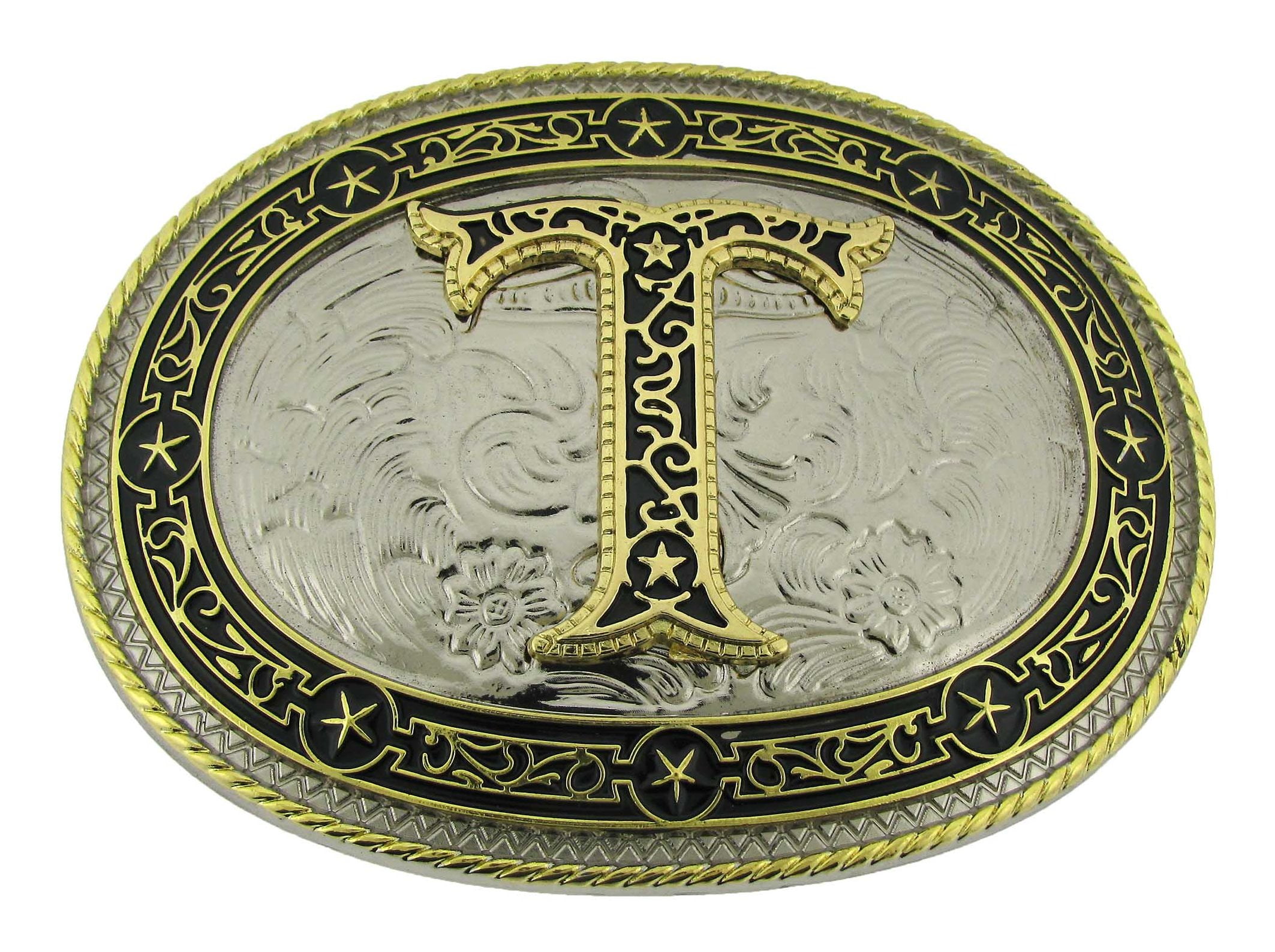 Initial T Belt Buckle American US Alphabet Monogram Letter Vintage ...