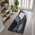 Abstract Marble Texture Washable Runner Rug 1.4x4 ft Gold Crack Black ...