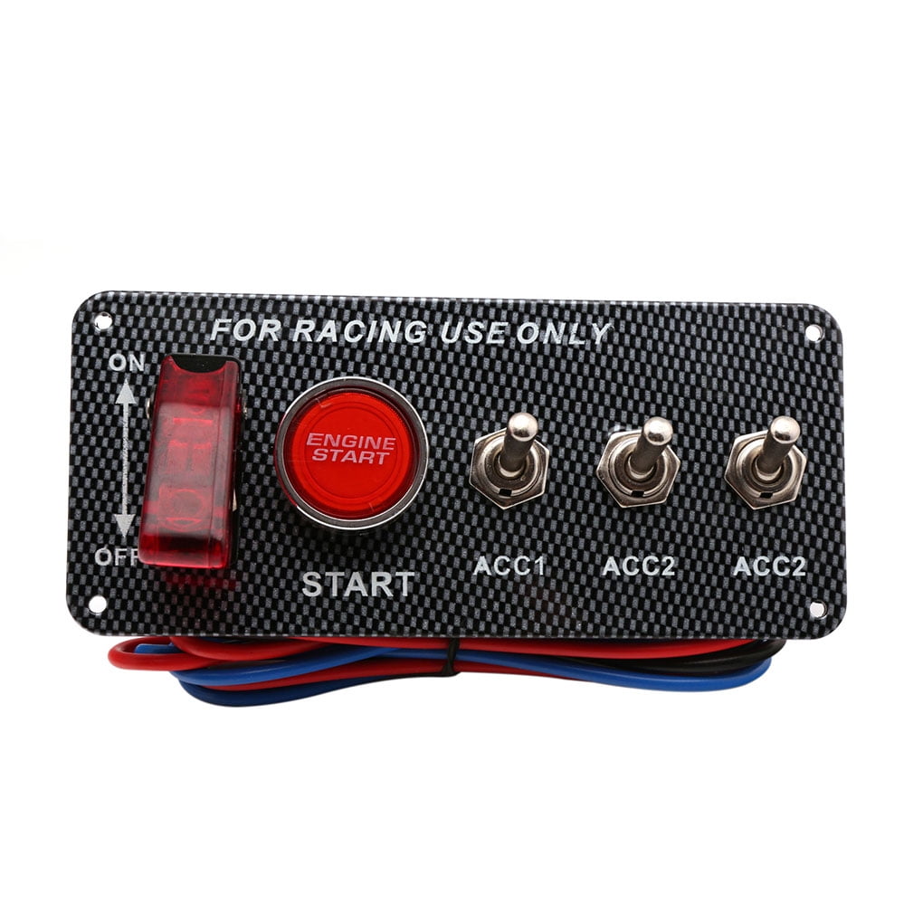 BrowQuartz LED Toggle Ignition Switch Carbon On/Off Engine Start Push ...
