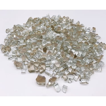 American Fire Glass Premium Fire Glass, 1/4in., Platinum Reflective, 10 ...