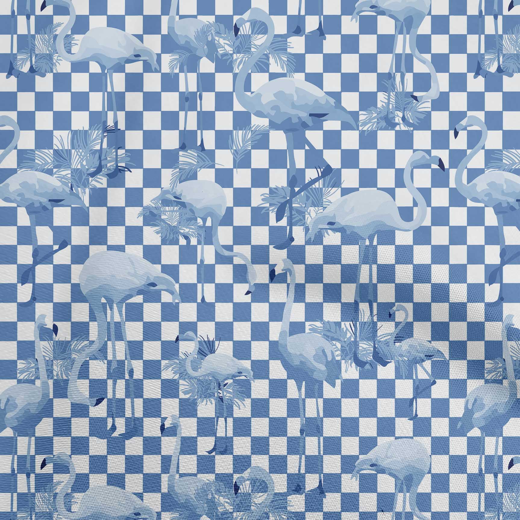 oneOone Cotton Silk Dusty Blue Fabric Check & Toucan Sewing Material ...