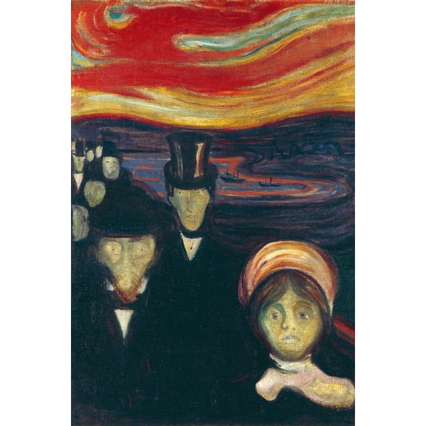 24x36 gallery poster, Anxiety, 1894 by Edvard Munch - Walmart.com