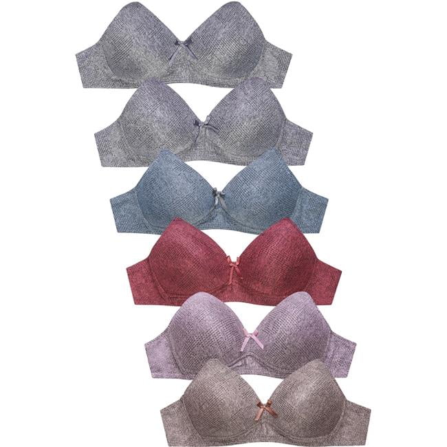 Sofra BR4363N - 36C Womens Wire Free Full Coverage Jacquard Bra Style ...