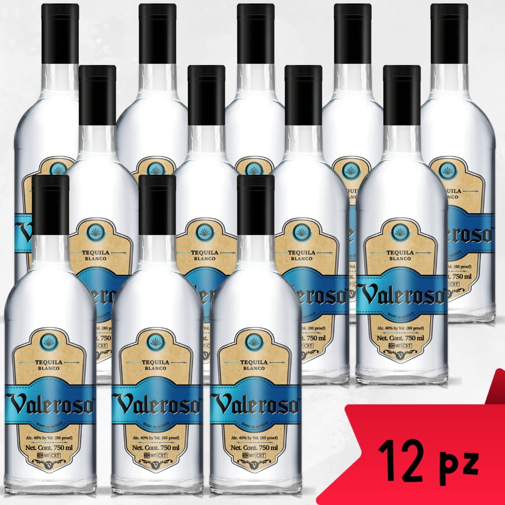 Tequila Valeroso 750ml Caja de 12 botellas Blanco | Bodega Aurrera en línea
