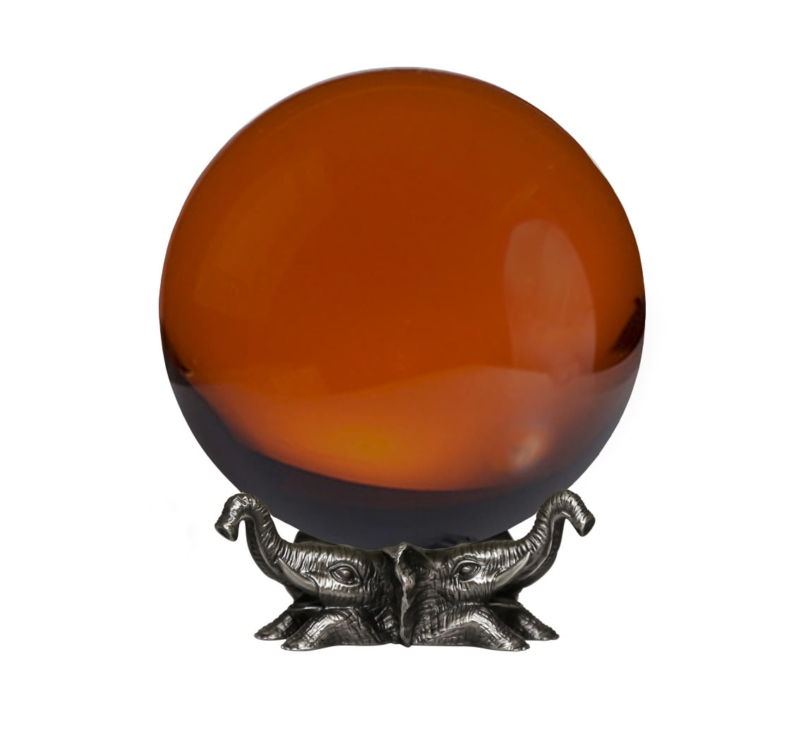 Amlong Crystal Amber 8 in. (200mm) Crystal Ball with Elephant Stand ...