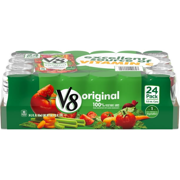 V8 Original 100% Vegetable Juice, 5.5 oz. Can (Pack of 24) - Walmart.com