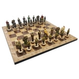 WW2 US vs Germany Chess Set W/ 17" Rustic Maple Ebony Color Board World ...