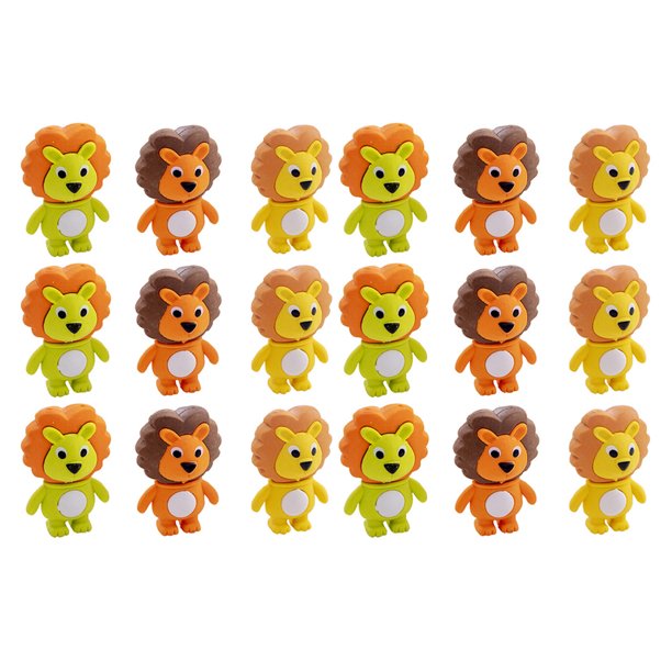 18Pcs Adorable Lion Erasers 3D Animals Erasers Cartoon Lion Erasers ...