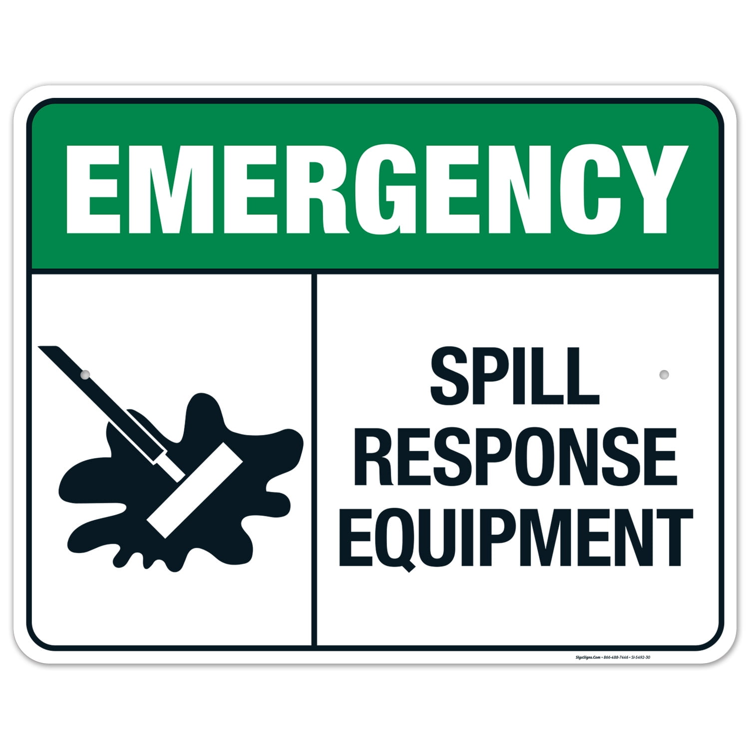 Spill Response Equipment Sign, ANSI Emergency Sign, - Walmart.com