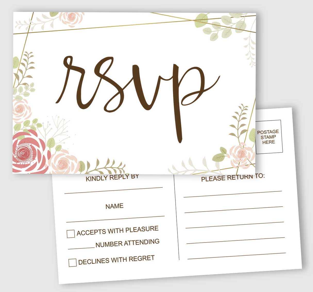 Inkdotpot 50 Blank RSVP Postcards Floral Greenery Print 4"X6" Response ...