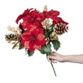 Mainstays 18-inch Artificial Silk Red & Gold Poinsettia Holiday Bouquet ...