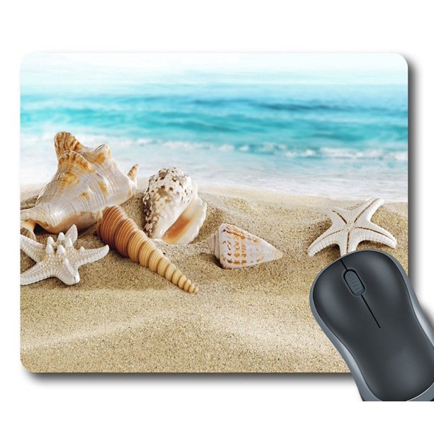 GCKG Seashell Starfish Soft Sand Blue Sea Mouse Pad Personalized Unique ...