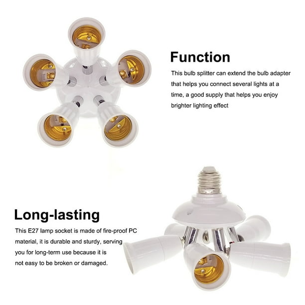 justharion E27 Splitter 220V 3A Lamp Bulb Socket Converter Light ...