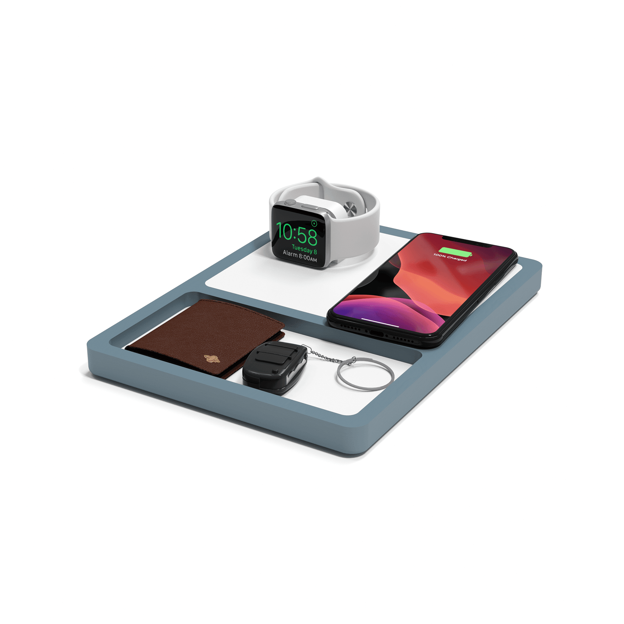 NYTSTND DUO TRAY Wireless Qi Fast Handcrafted Wooden Charging Station ...