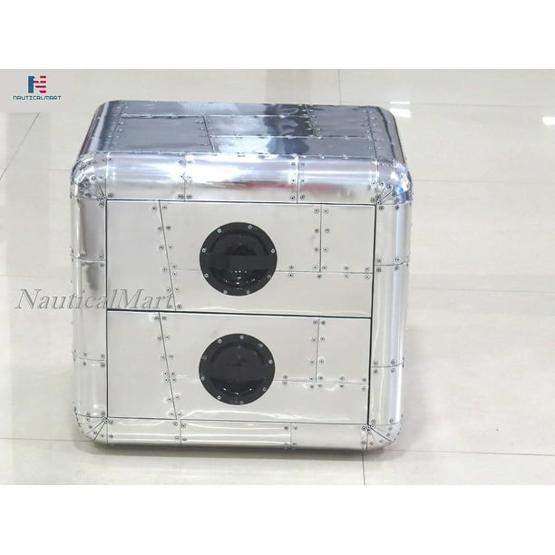 Nauticalmart Vintage Aluminium Rectangle Blackhawk Two Drawer Side ...