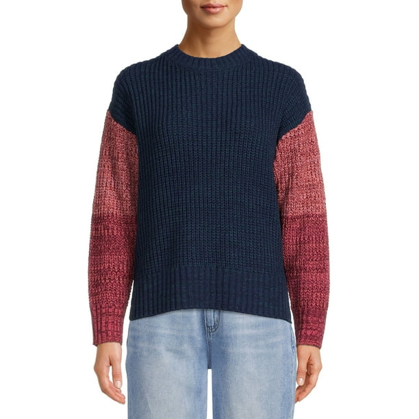 Time and Tru Women's Colorblock Sweater - Walmart Business