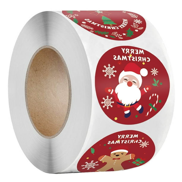 Christmas Stickers Roll, 500 Pieces Xmas Circle Labels Decor Tags for ...