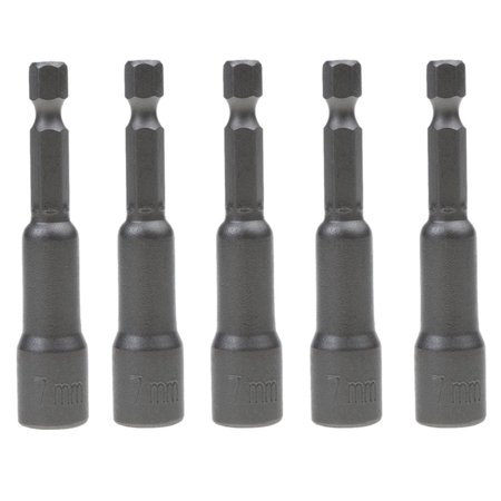 5x 6mm /7mm / 10mm /12mm Nut Driver Set Socket Bit Adapter Connector ...