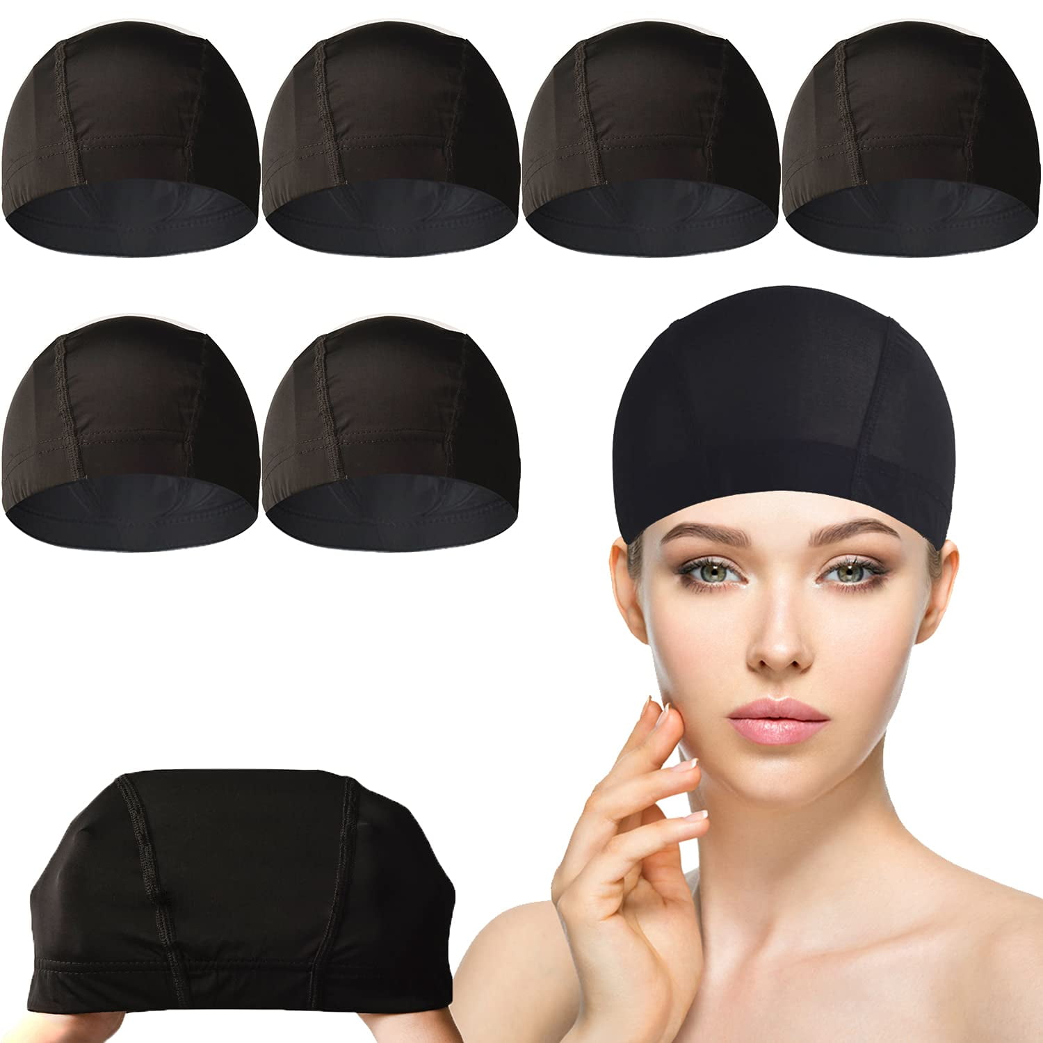 6 PACK Wig Caps for Wig Making - Stretchable Cooling Dome Ice Silk Wig ...