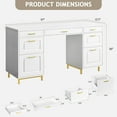 DreamCurship White Desk with 7 Drawers, 57 Inch Executive Desk, White ...