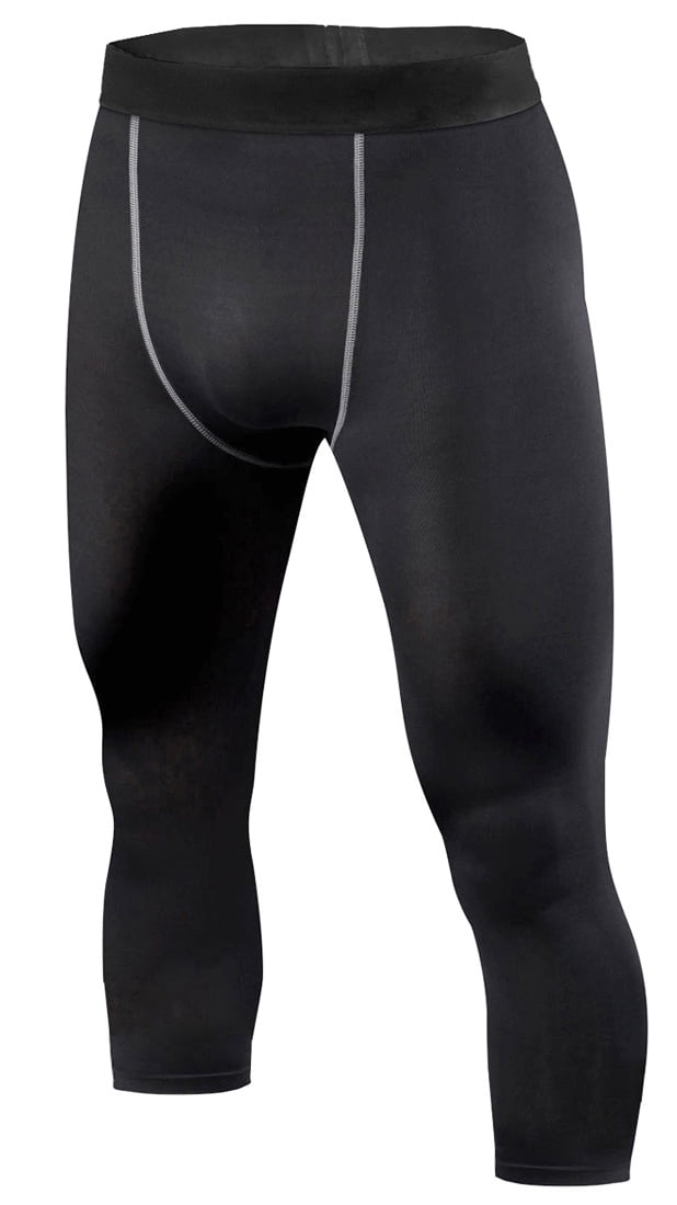Mens Compression 3/4 Pants Gym Workout Pants Sports Exercise Base ...