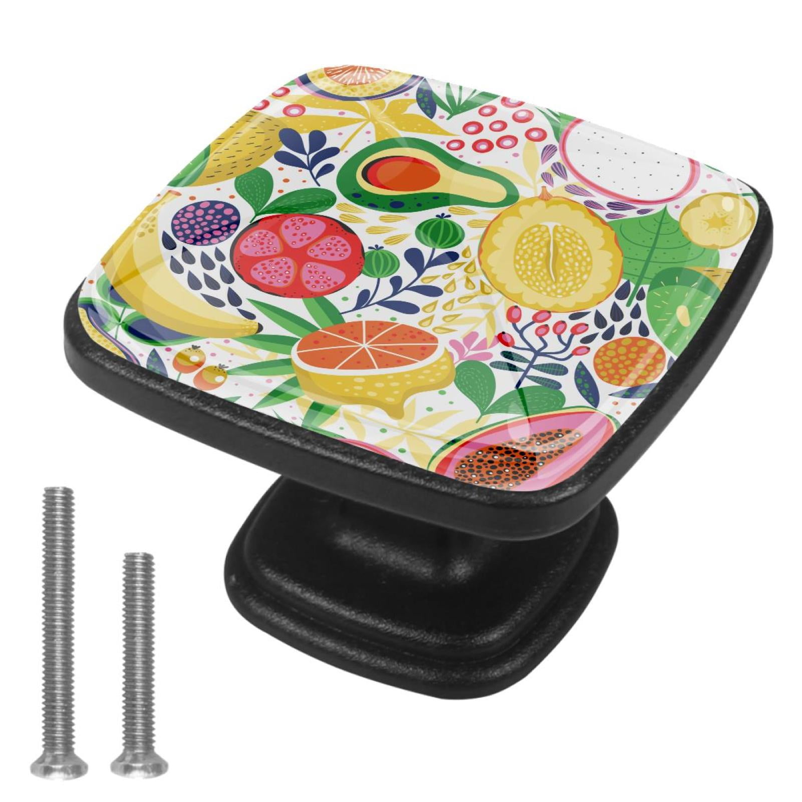 4 Pcs Cabinet Handle Drawer Pulls Fruit Knobs with Screws Square ...