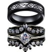 Black Matching Rings His and Her Rings Couple Rings 1ct AAA CZ Wedding ...