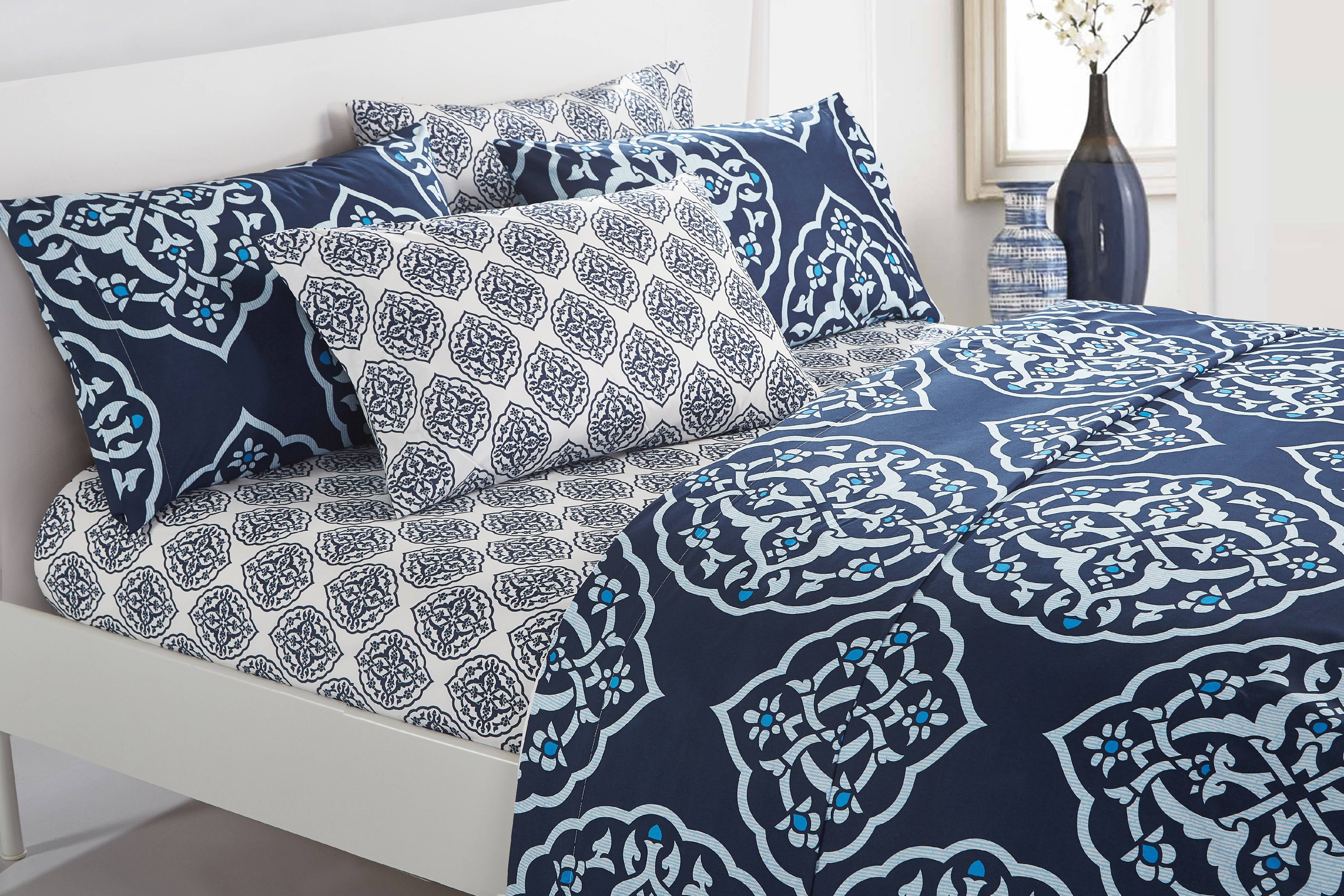 Chic Home VAL 6-Piece Graphic Sheet Set, Queen, Navy - Walmart.com