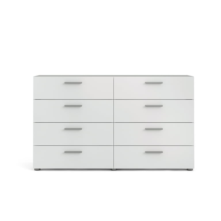 Tvilum space 8 drawer double dresser in oak structure & white store