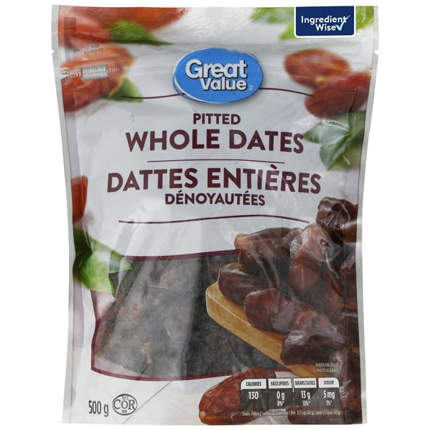 Great Value Whole Pitted Dates, 500 g - Walmart.ca