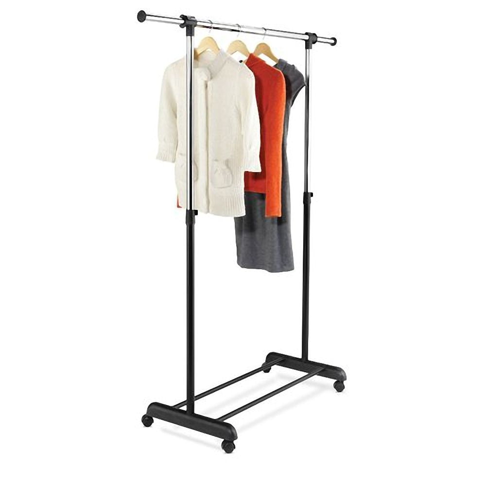 Ktaxon Adjustable Rolling Clothes Rack Single-Bar Hanging Garment Heavy ...