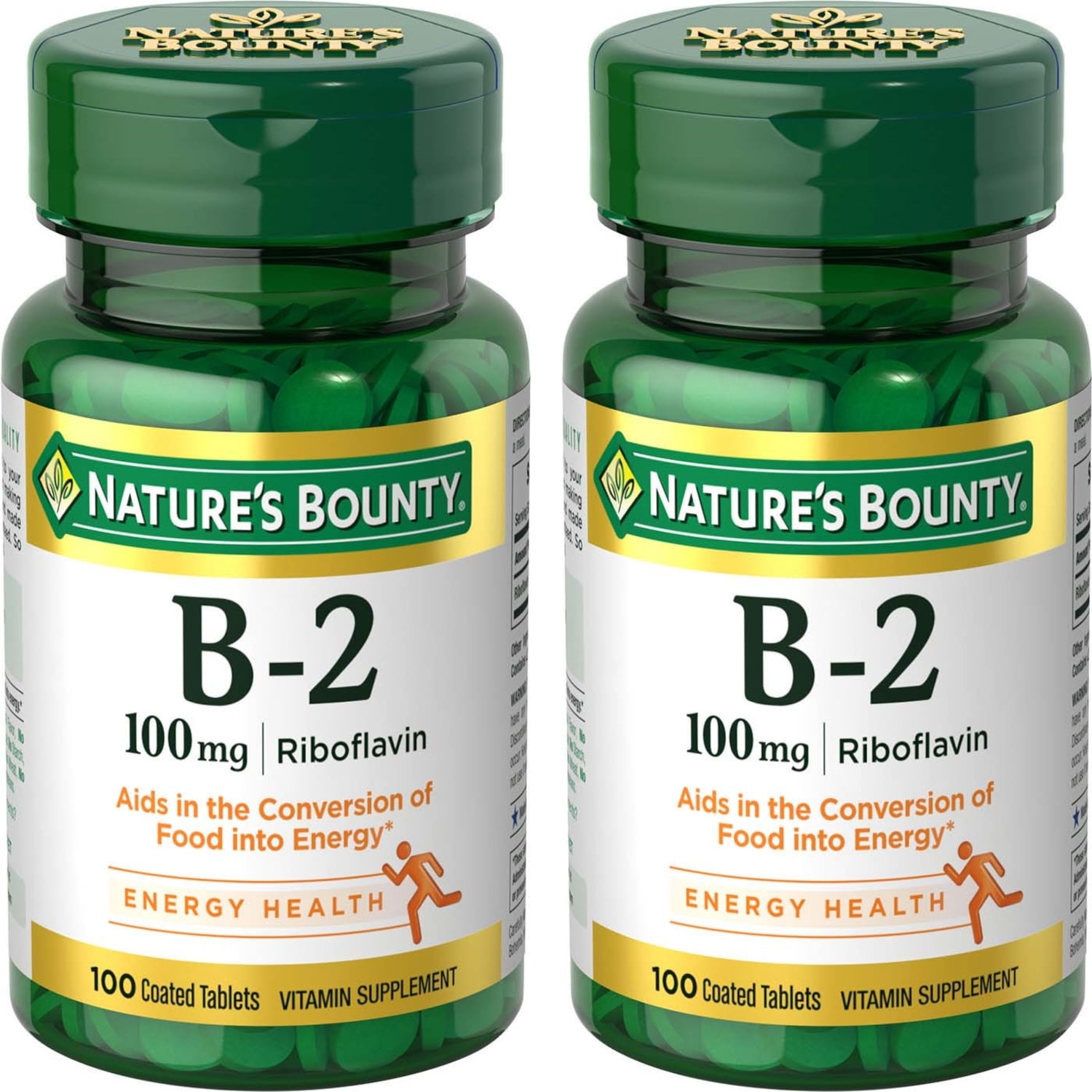 2 Pack - Nature's Bounty Vitamin B-2 100 mg Tablets 100 Tablets Each ...